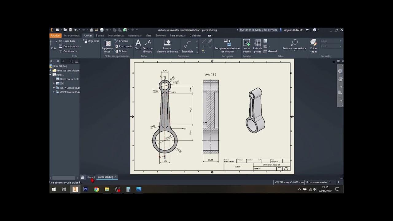 Tutorial AUTODESK INVENTOR (Pieza 08) - YouTube