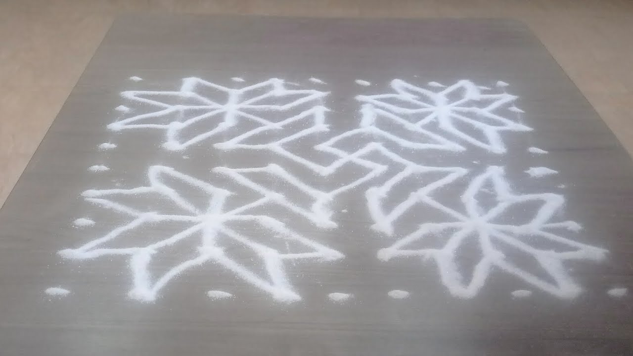 Simple and Easy dots rangoli making....10*10 dots....#16 - YouTube