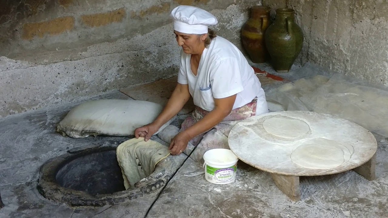 Lavash (big bread) Baking clip - travelling in Yerevan Armenia - YouTube