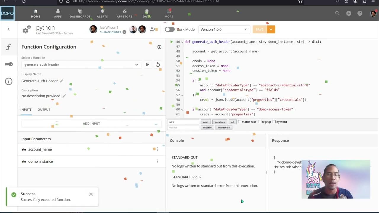 Domo + CodeEngine - getting started (adding impersonation) - YouTube