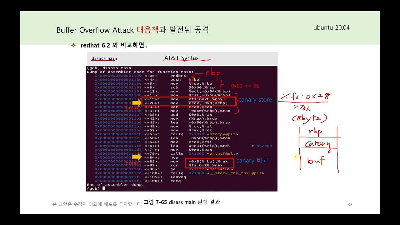 W보안넷 : chap7-4 stack buffer overflow 대책 - YouTube