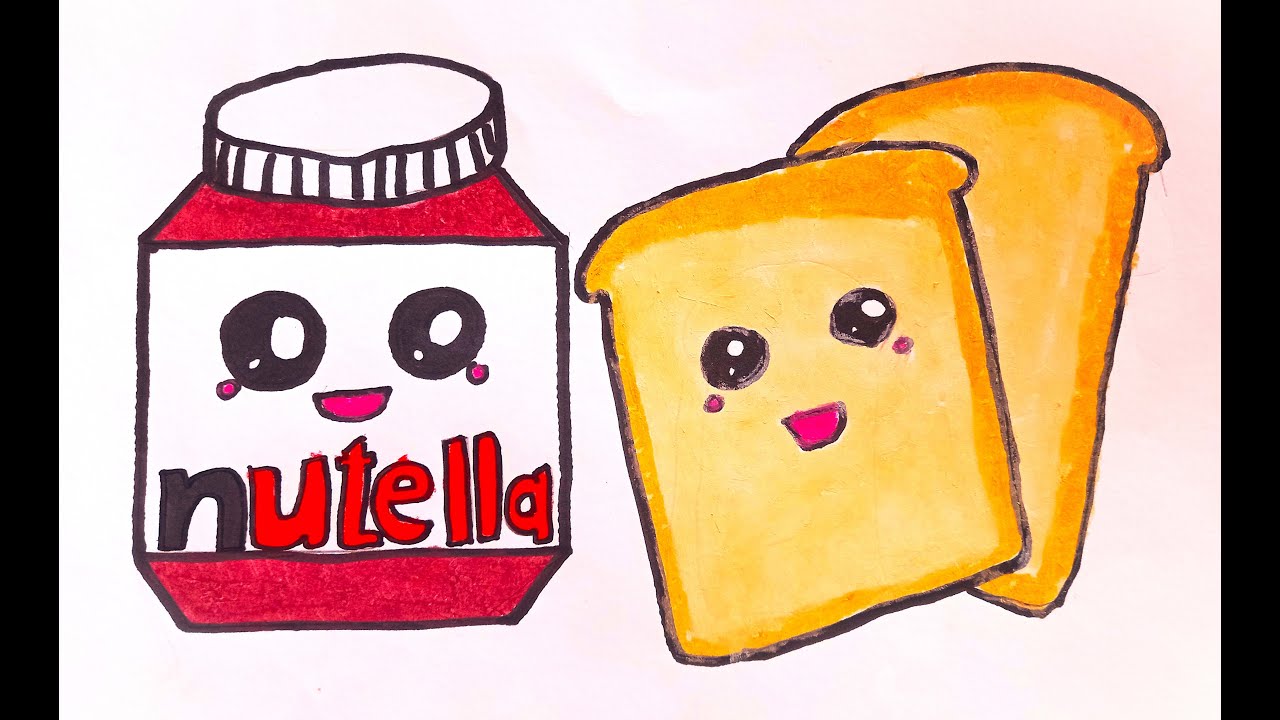 DRAWING AND COLORING NUTELLA CHOCOLATE JAM AND DELICIOUS BREAD - YouTube