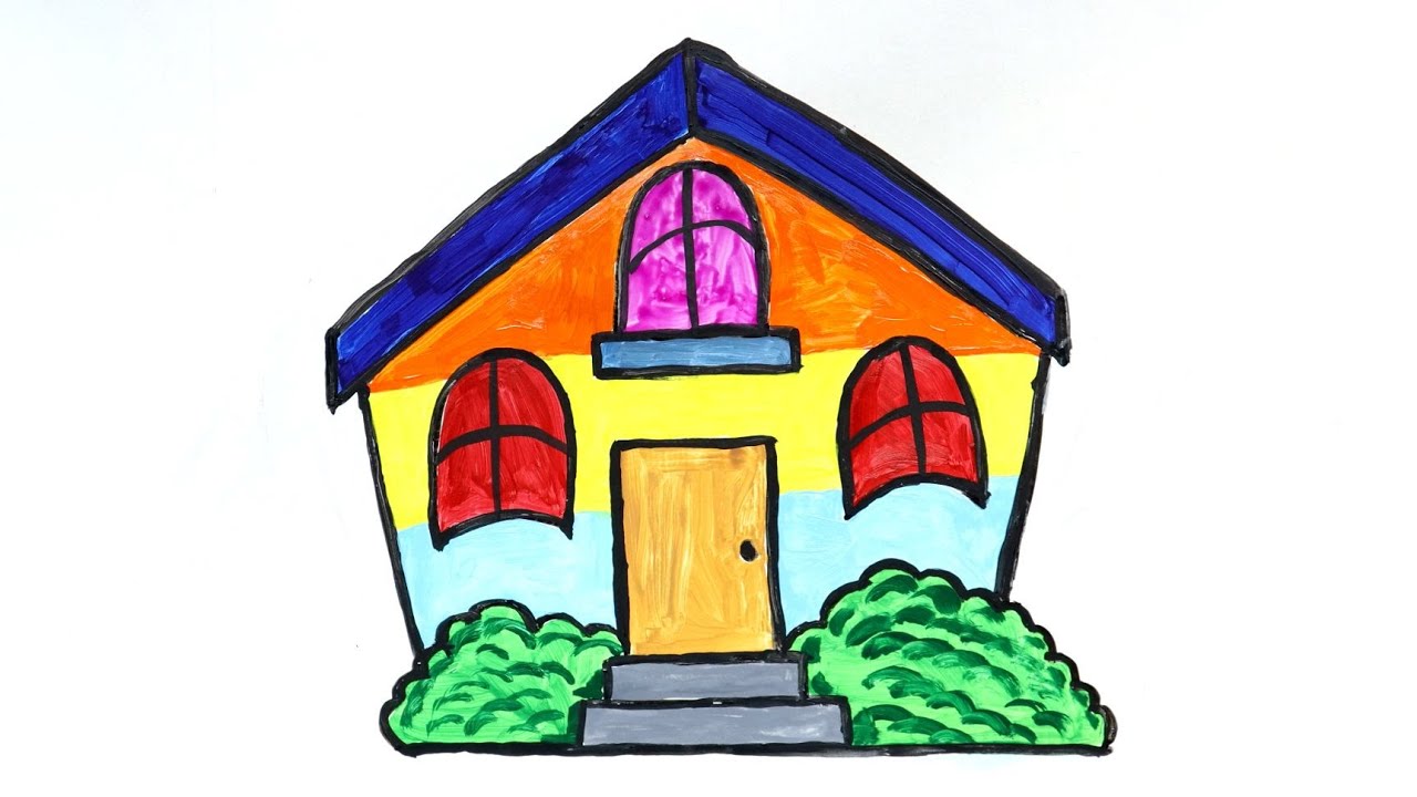 House Drawing easy || How to draw simple house drawing || Draw a ...