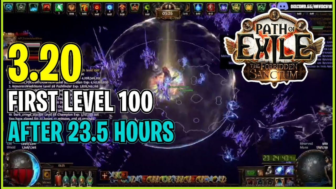 ⚡ POE 3.20 ⚡ havoc616 - First level 100 after 23.5 hours - YouTube