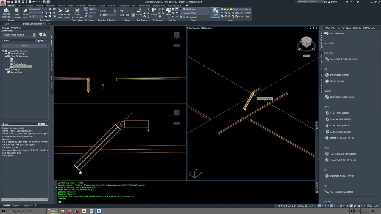 Plant 3D Connecting Slope Branch to Sloped Main - YouTube