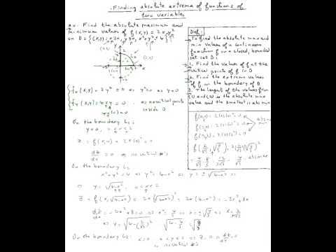 Functions of two variables absolute extrema #3 - YouTube