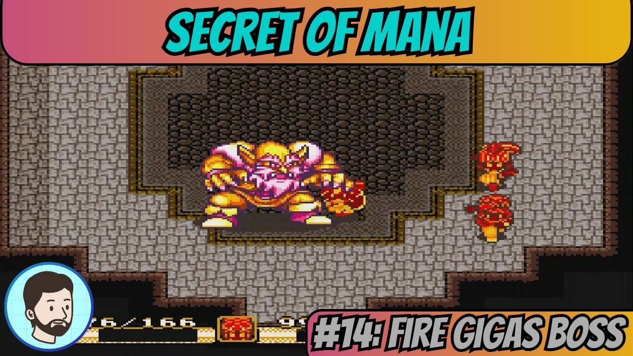 Secret of Mana (Super Nintendo) - Part 14: Fire Gigas Boss - YouTube
