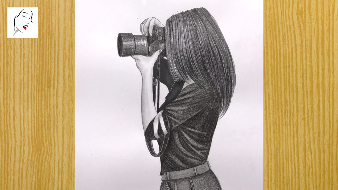 How to draw a Photographer Girl Easy | Girl Drawing | Drawing Video ...