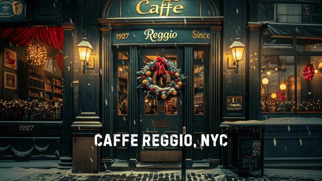 Christmas Jazz ☕ Historic Greenwich Village Café 🇺🇸 Caffe Reggio, NYC ...