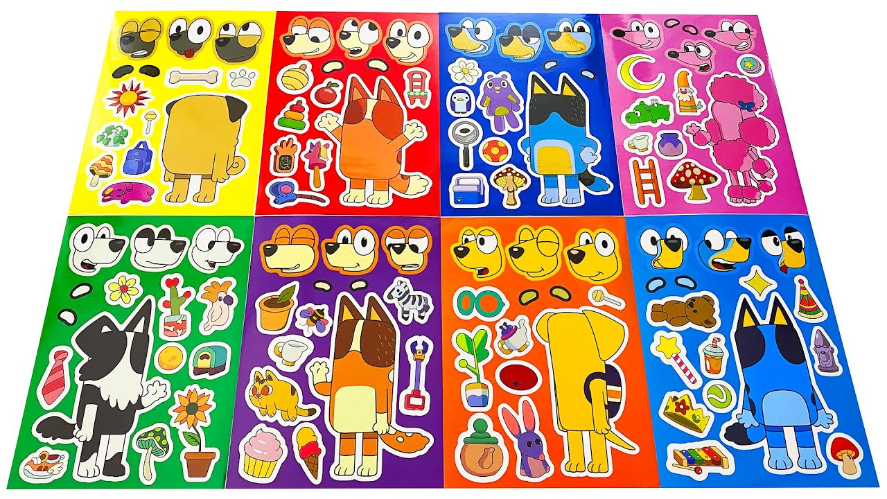 [ToyASMR] Satisfying with Sticker Book Bluey Family #paperdiy #bluey ...