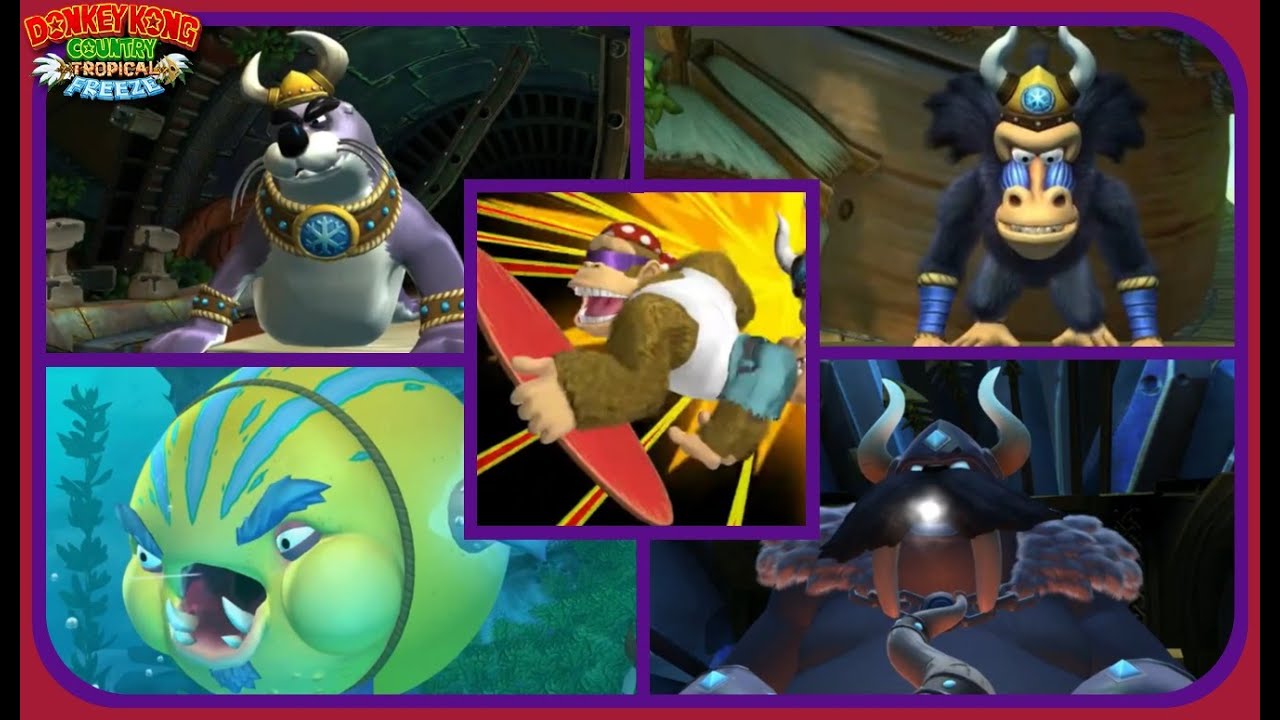 Donkey Kong Country Tropical Freeze - All Boss Encounters - Funky Mode ...