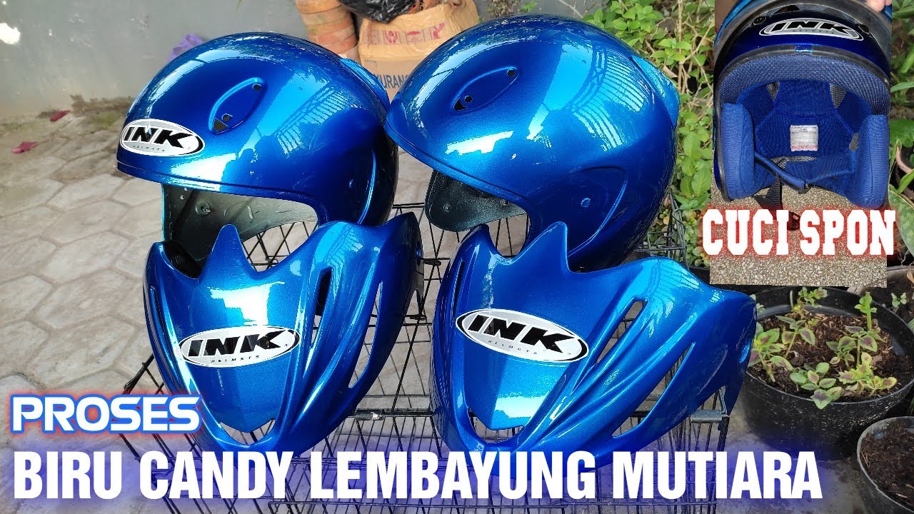 cat helm ink biru candy || candytone blue mutiara lembayung || helm ...