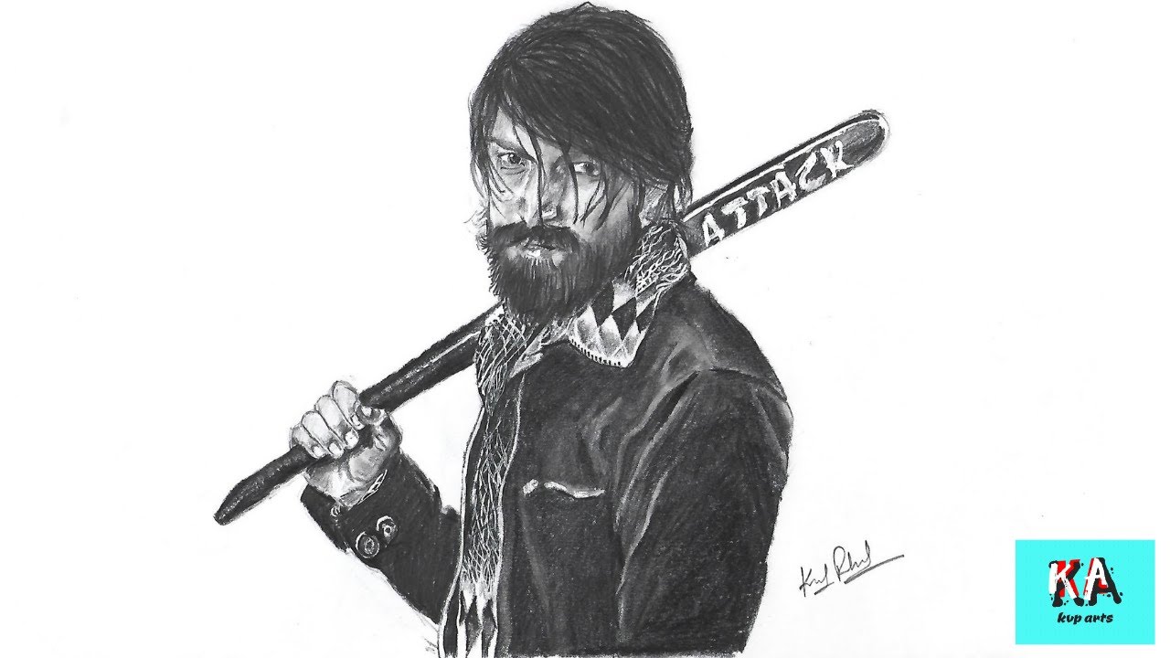 How to draw Yash | Rocky bhai | KGF chapter 2 | Pencil drawing time-lapse - YouTube