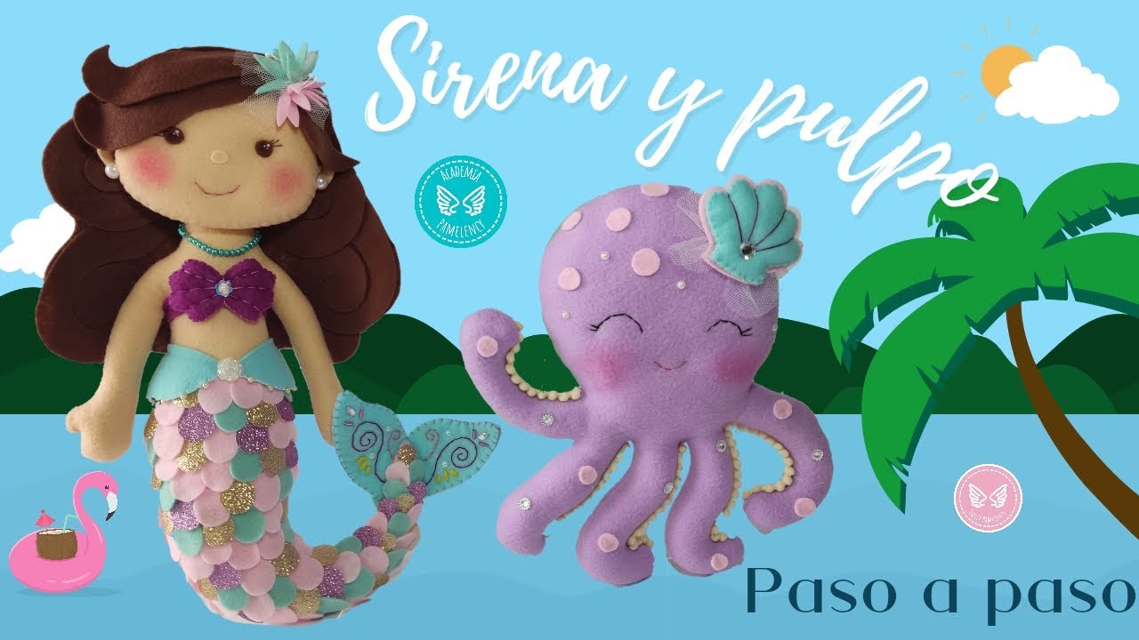 Paso a paso Sirena y pulpo en paño lency/ fieltro. 🧜‍♀️💞 - YouTube