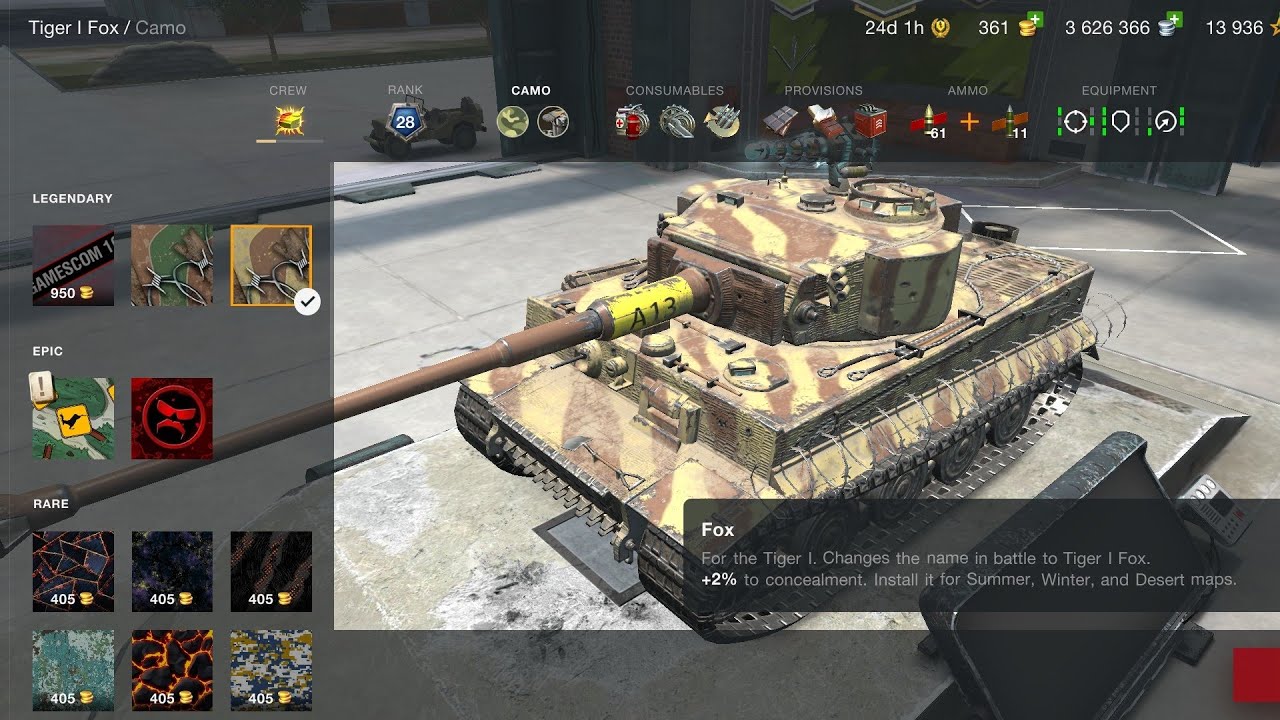 Tiger I Fox Camo WOTB(Unlock it for FREE by getting 4 Mastery:Ace ...