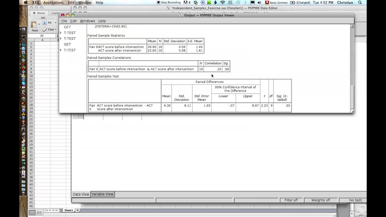 1 4 Paired SamplesT test PSPP 4 2 - YouTube