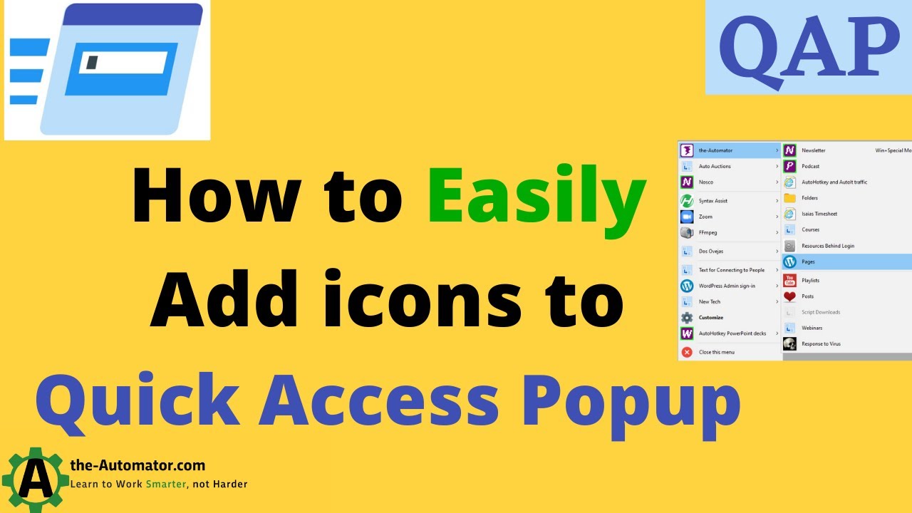 How to Add Icons to Quick Access Popup to easily spot your item - YouTube