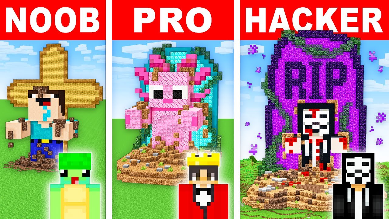 NOOB vs PRO: GRAVE STATUE House Build Challenge In Minecraft! - YouTube