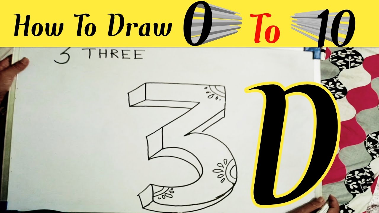 How to Draw 0 to 10 3D । 3d drawing।Drawing and English House - YouTube