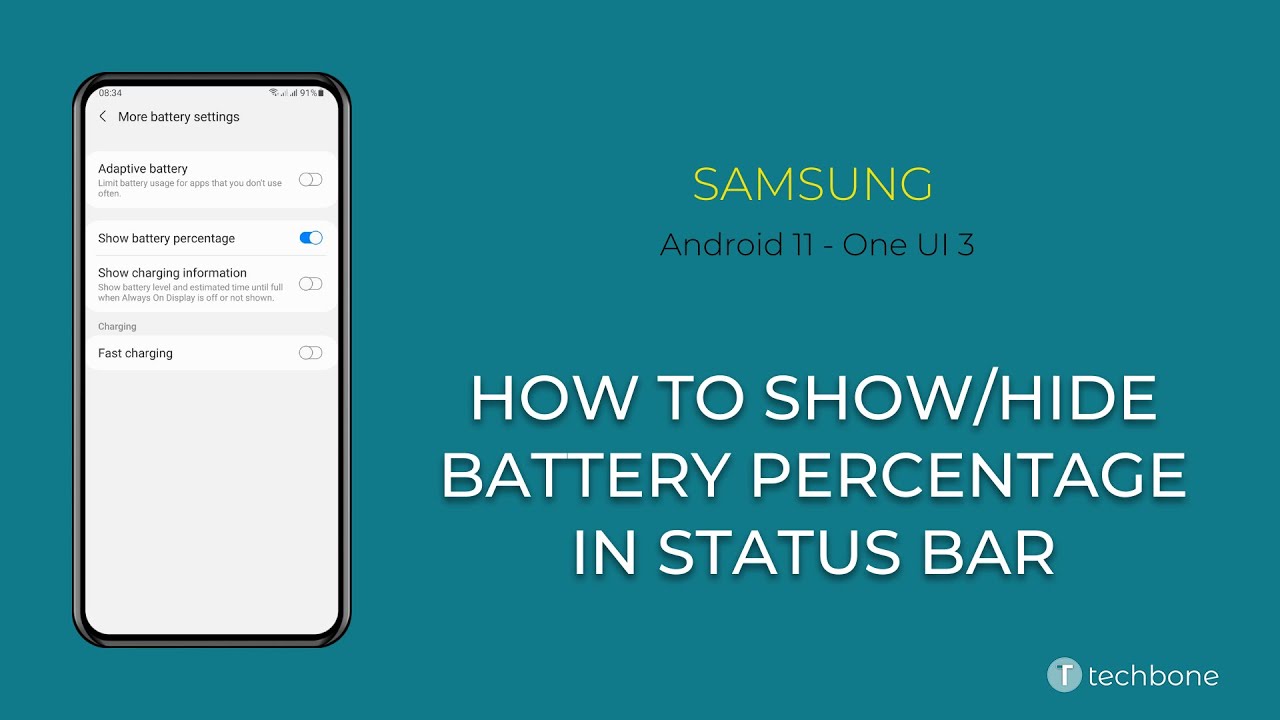 How to Show/Hide Battery percentage in Status bar - Samsung [Android 11 ...