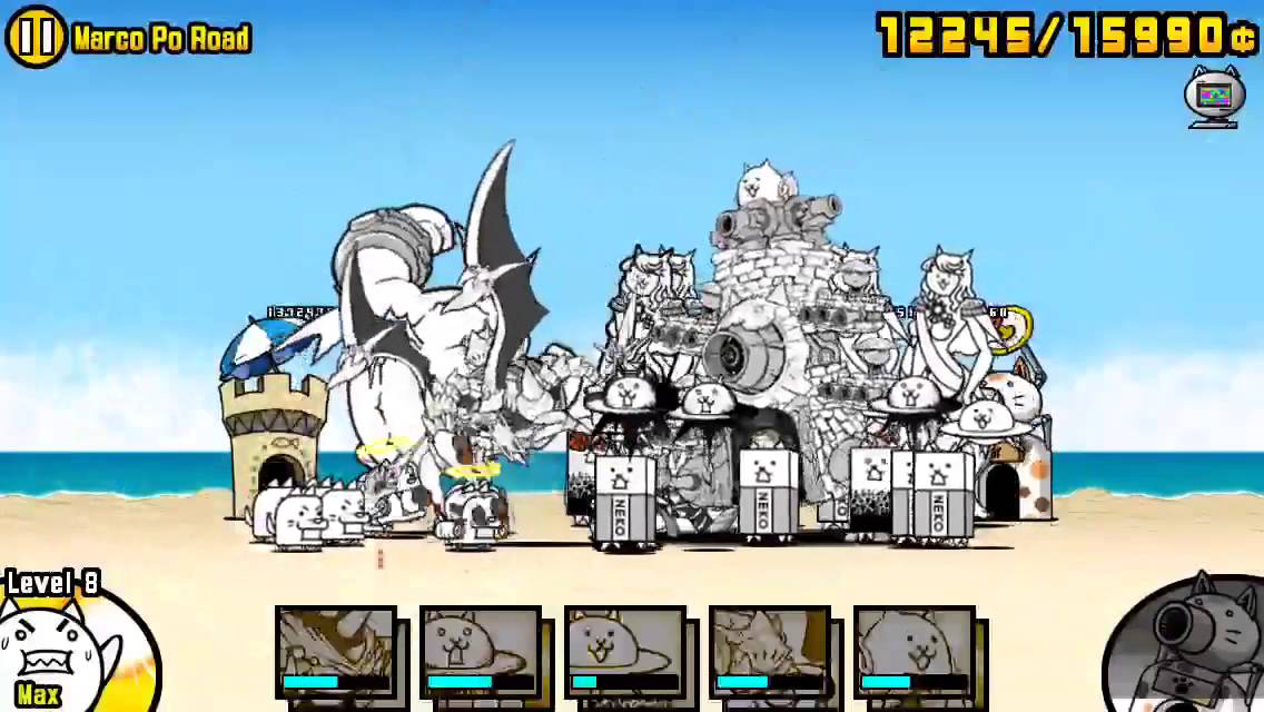 [The Battle Cats] cat cpu barely defeats marco po road - YouTube