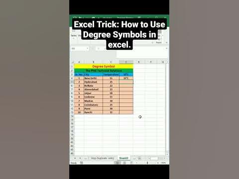 Excel Trick: How to Use Degree Symbols in excel. - YouTube