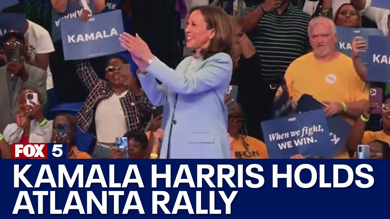 Kamala Harris holds Atlanta rally; issues debate challenge - YouTube