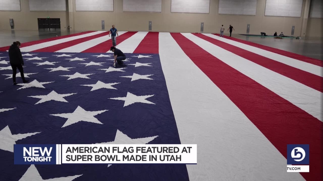 Utah family business made flag featured at Super Bowl - YouTube