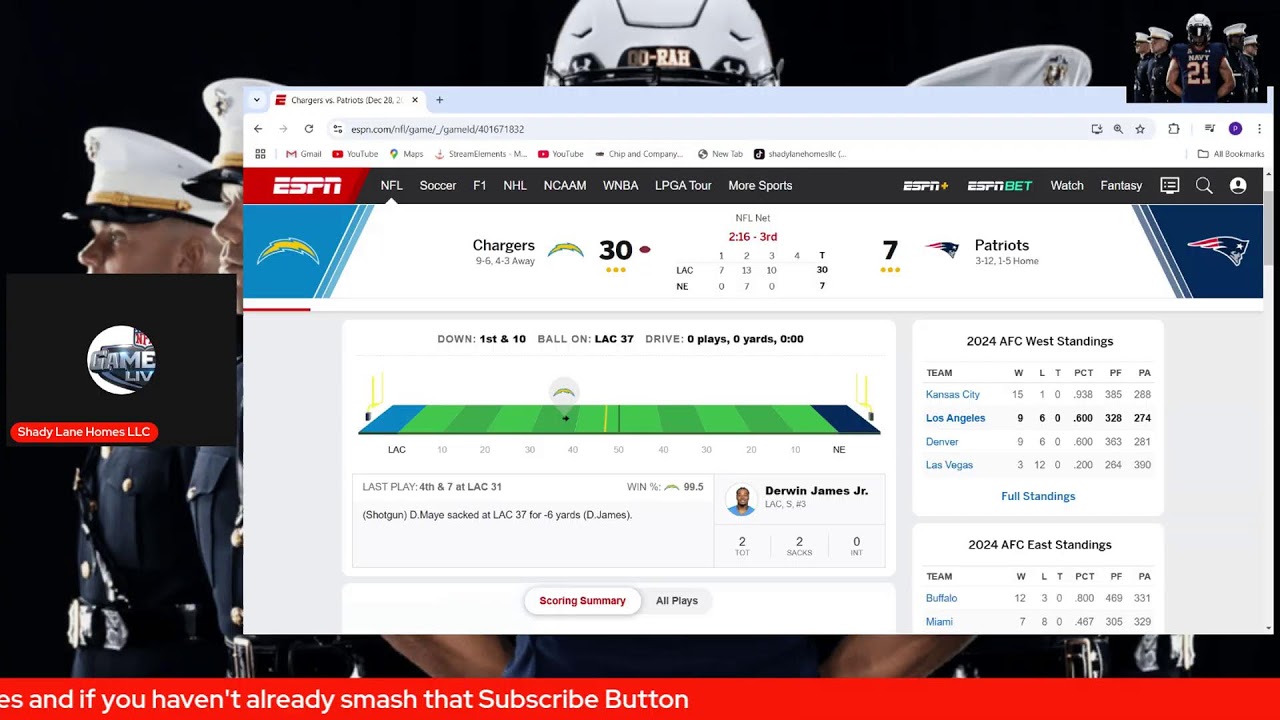 Chargers vs Patriots Live Streaming Scoreboard, Free Play-by-Play ...