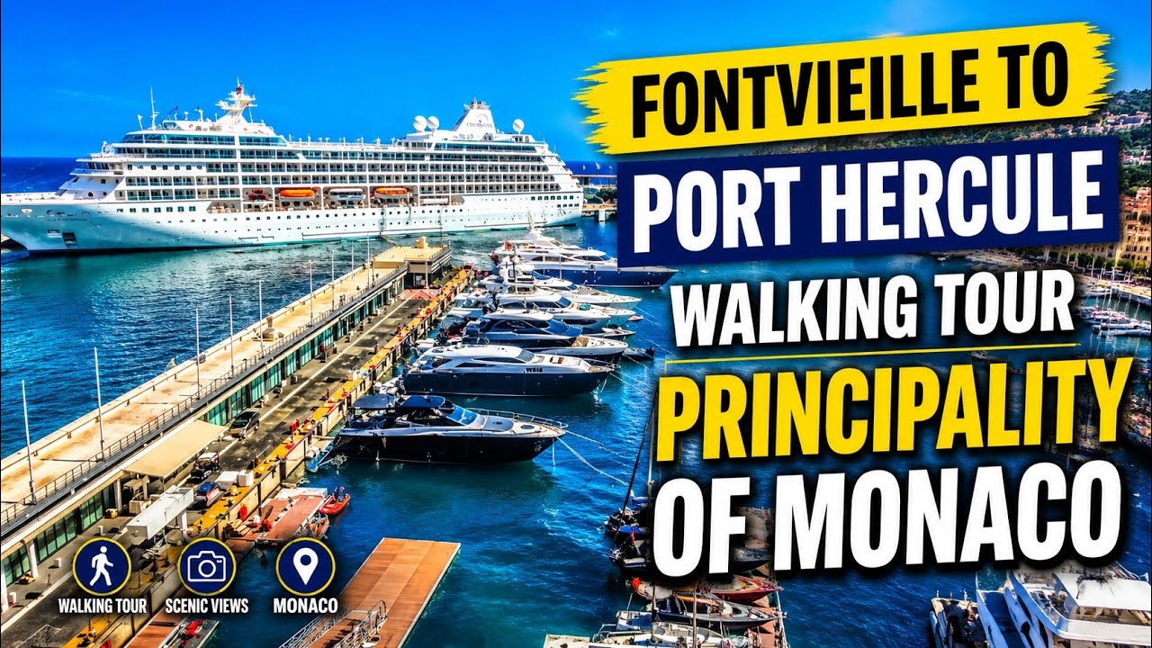 Monaco Walking Tour 4K | Fontvieille to Port Hercule Luxury Harbor Walk ...