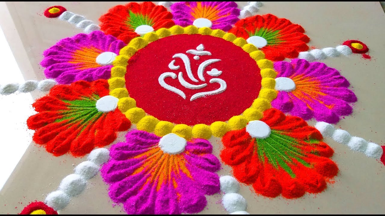 New Attractive Deepawali Ranoli | Very Easy Rangoli for Diwali | Latest ...