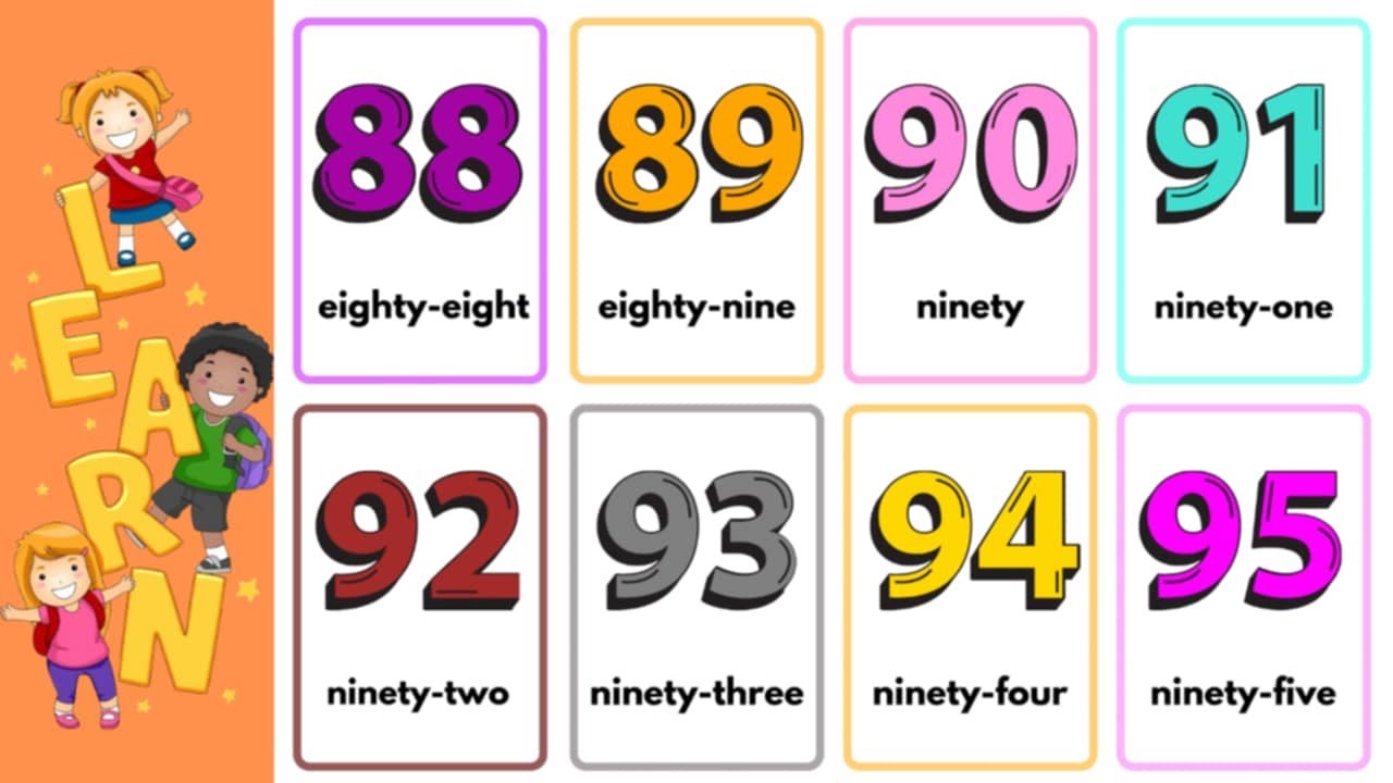 numbers from 90 to 100: education videos for kids #learnenglish - YouTube