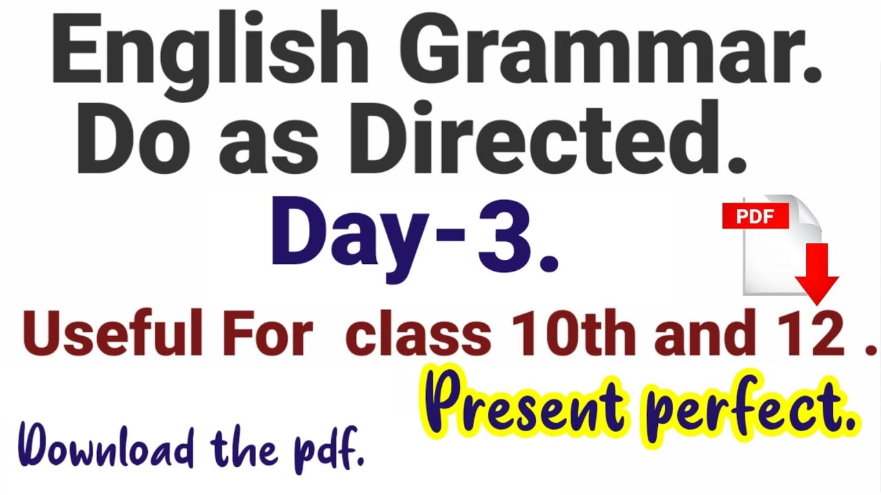 Do as Directed for class 10th and 12th ||Day-3 - YouTube