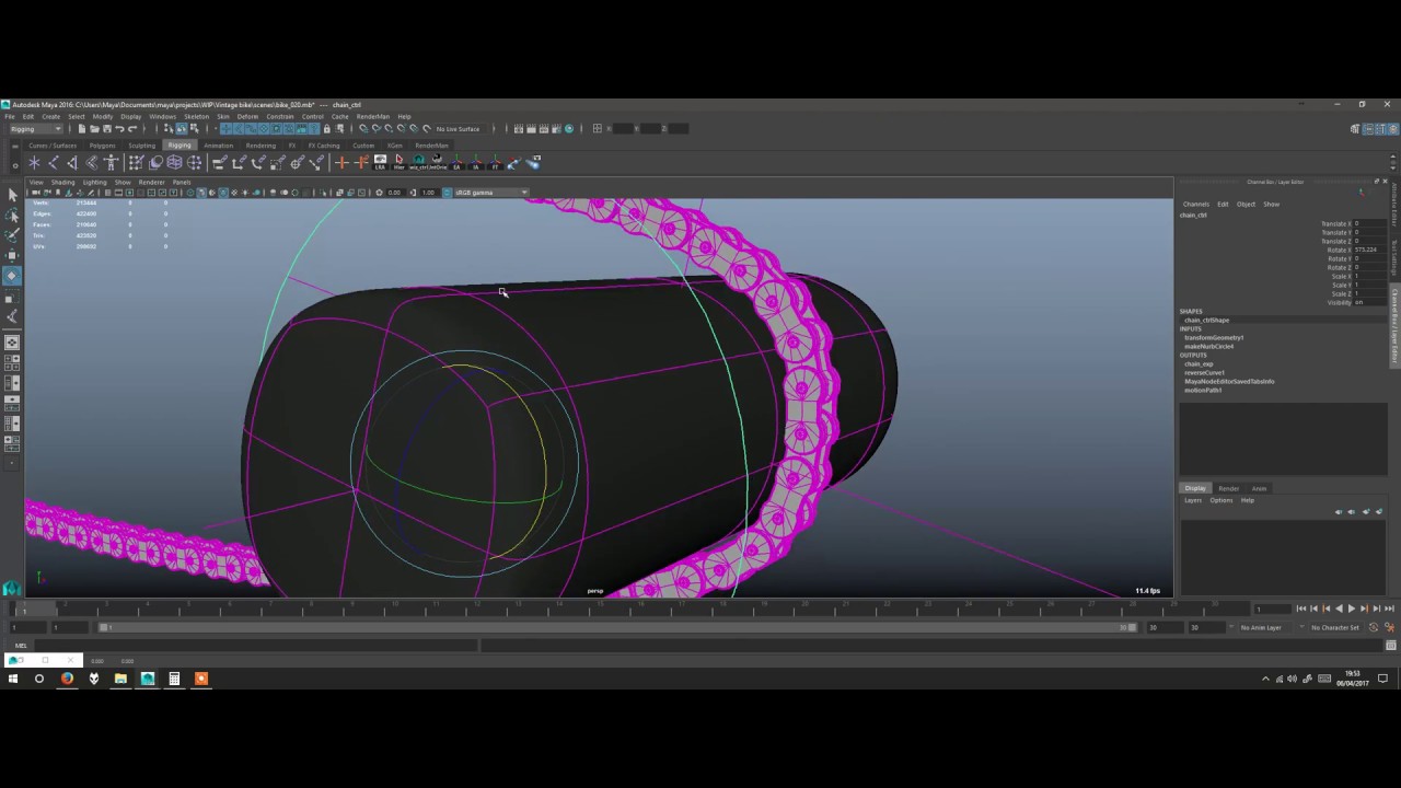 Maya Bike Chain Cycle Rig Test - Simone Gusella - YouTube