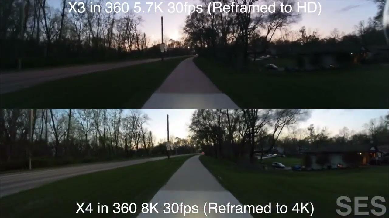 Insta360 X3 5.7K vs X4 8K low light (Reframed 360) - 30fps - YouTube