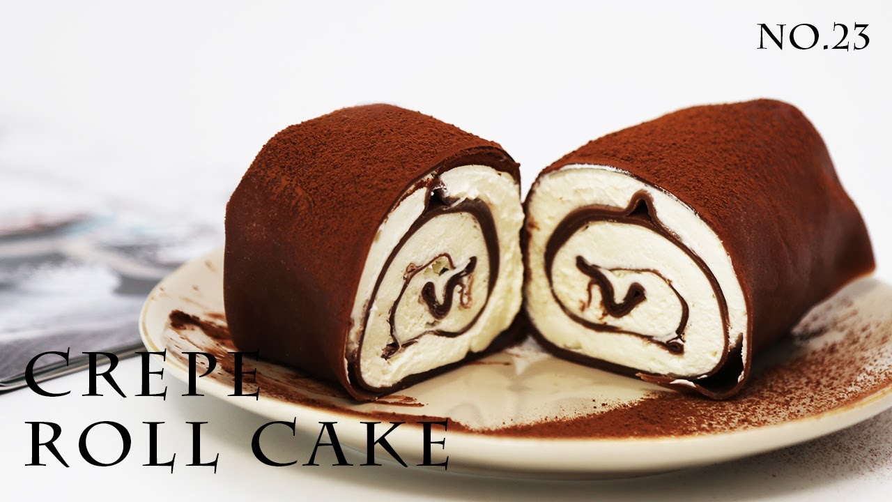 초간단 초코 크레이프 롤케이크 만들기 노오븐 디저트 크레이프 케이크 레시피 Crepe Roll Cake Youtube
