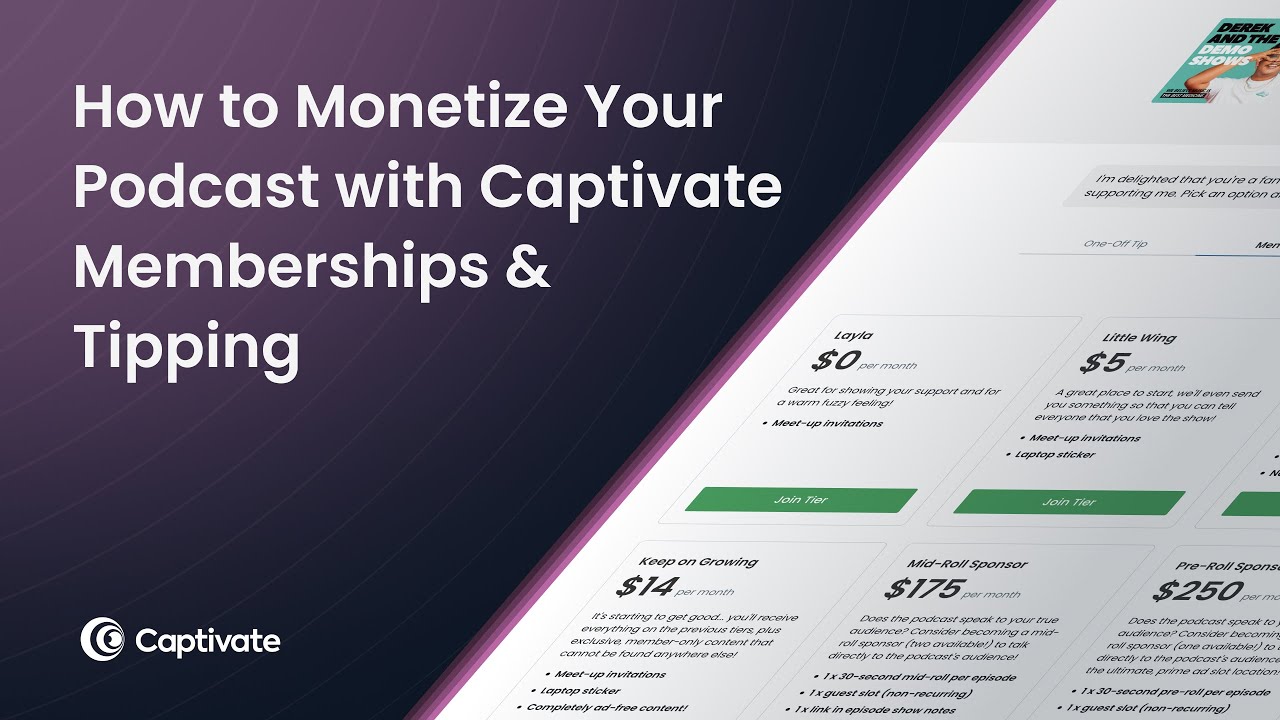 How to Monetize Your Podcast with Captivate Memberships & Tipping - YouTube