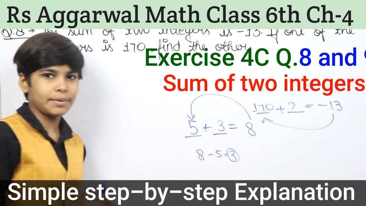 rs aggarwal Solution Class 6 chapter 4 Exercise 4C Q 8 and 9 | Integers ...