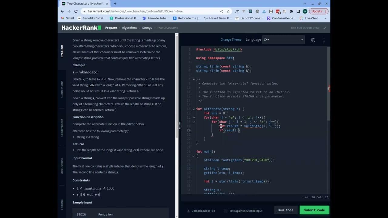 Hackerrank Two Characters Youtube