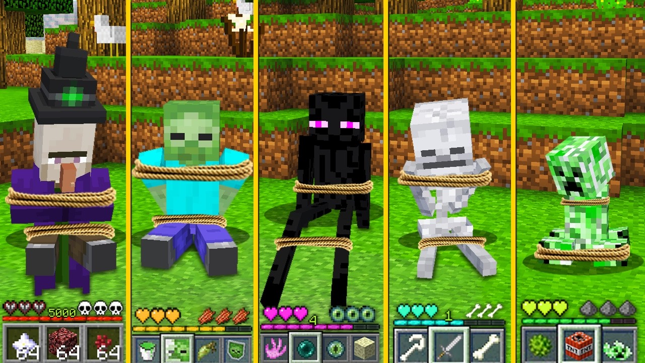 GOLEM TAMED ALL MOBS in MINECRAFT WITCH ENDERMAN ZOMBIE CREEPER SKELETON in Minecraft HOW to ...