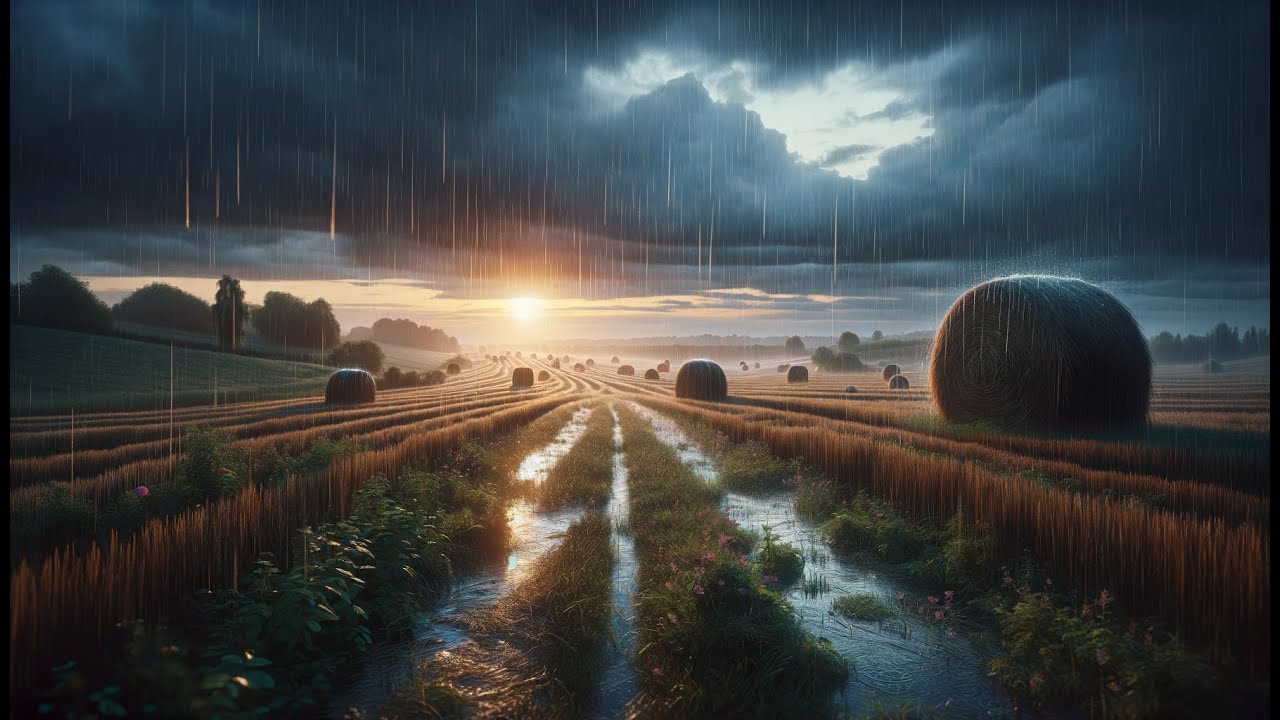 Haystacks-Rain Sounds 12 hours-Rural France in the 1890s-Deep Sleep ...