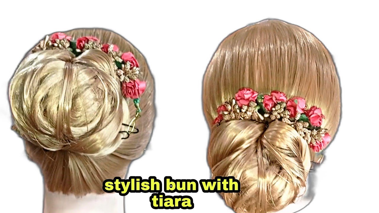 Easy bun with tiara - YouTube
