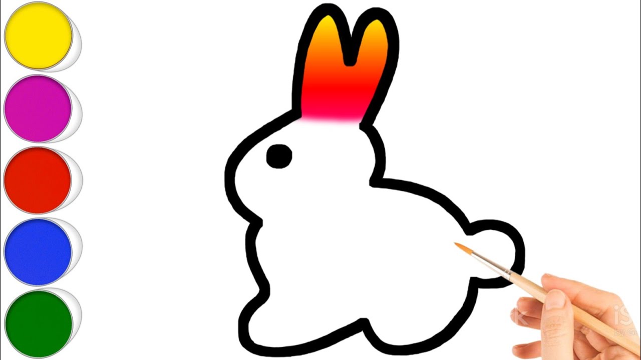 Rabbit Drawing and Rainbow Coloring Step by Step | How to Draw a Rabbit ...