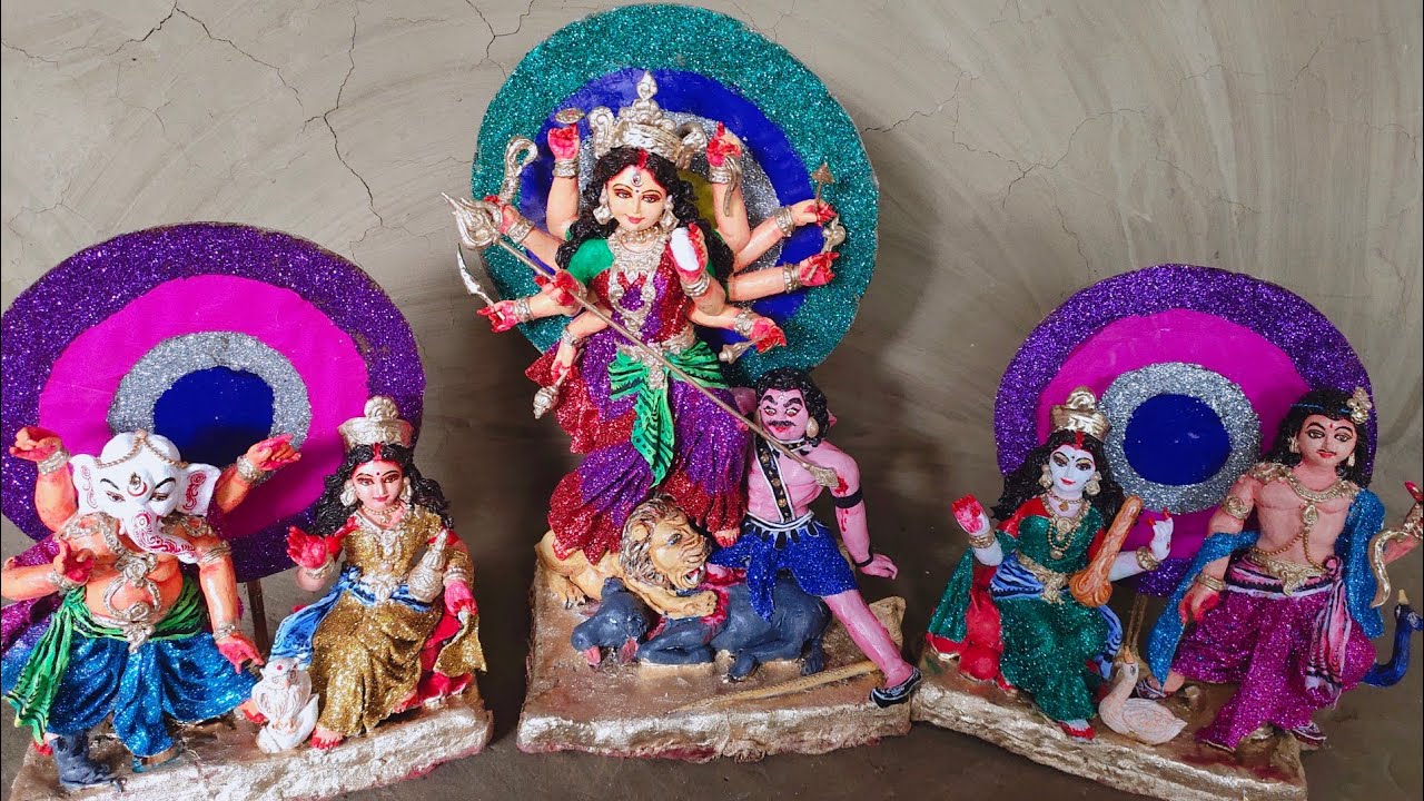 miniature Durga idol making at home|| small Durga murti 2021 || Rajeev ...