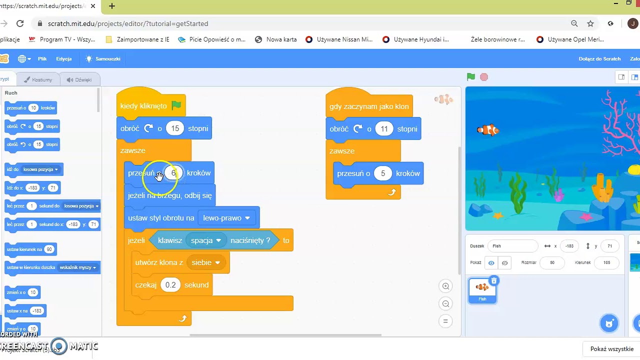 Scratch - rybki w akwarium, - YouTube
