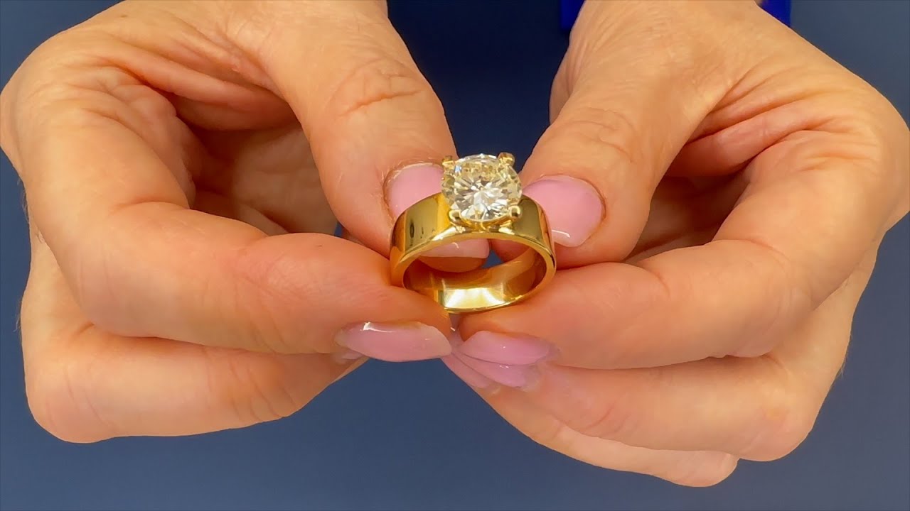 Solitaire ring in 18 karat yellow gold with diamond - Italy 1980s - YouTube