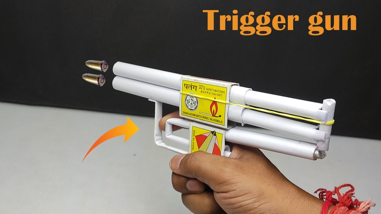 Paper gun | Gun with Trigger | माचिस की ट्रिगर वाली गन - YouTube