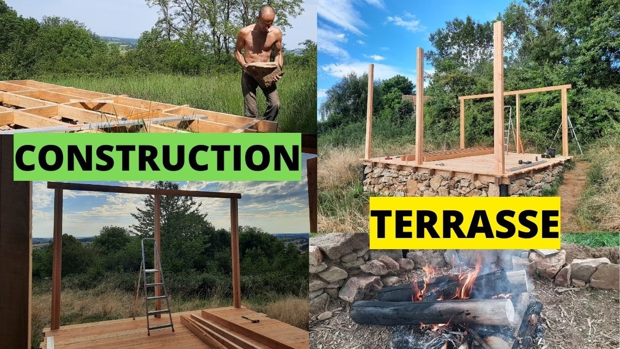 CONSTRUCTION d'une TERRASSE EN BOIS de A à Z 💪🌳😃 Avec fondation en ...