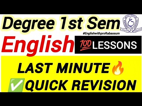 👉 Degree 1st Sem English 🔥 All Lessons Quick Revision 💯 | Last Minute ...