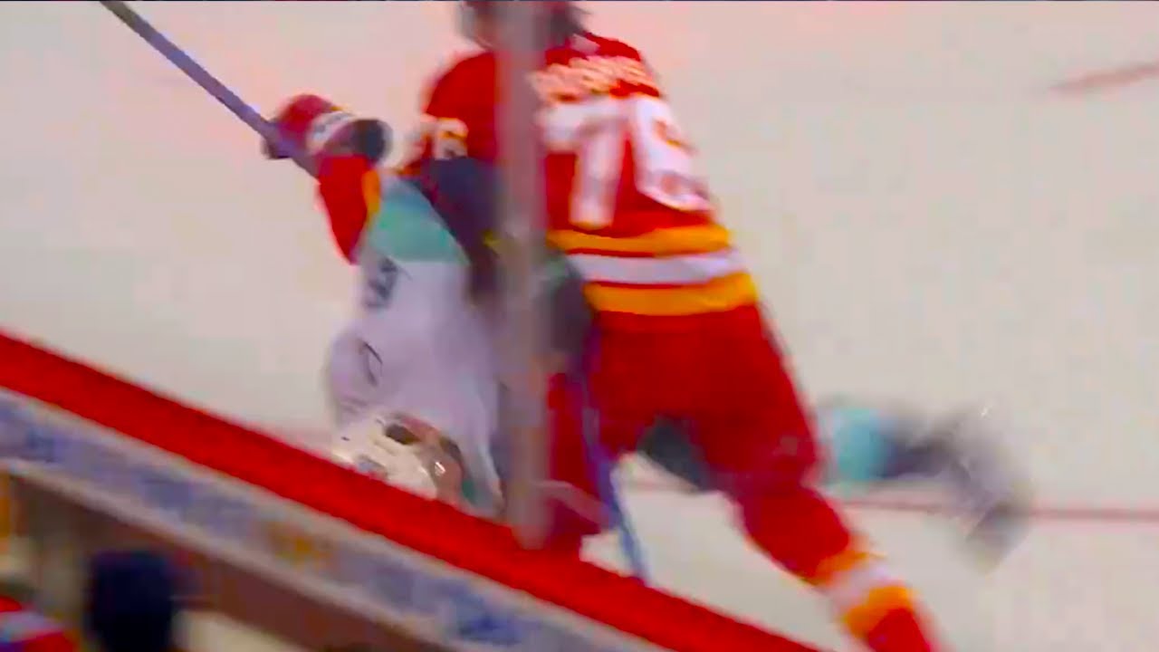 Martin Pospisil HUGE Hit on Adam Larsson (FULL CLIP) Flames vs Kraken ...